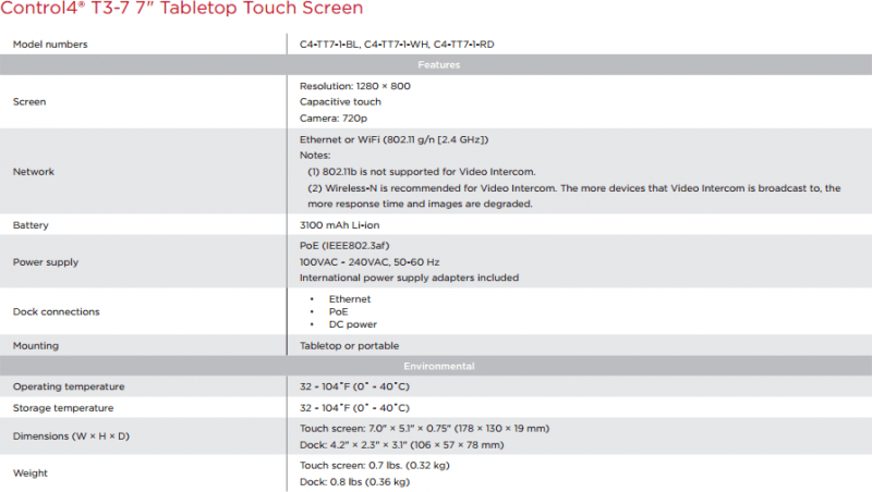 Control4 T3 Series 7″ Tabletop Touch Screen (Black) – c4smart solution