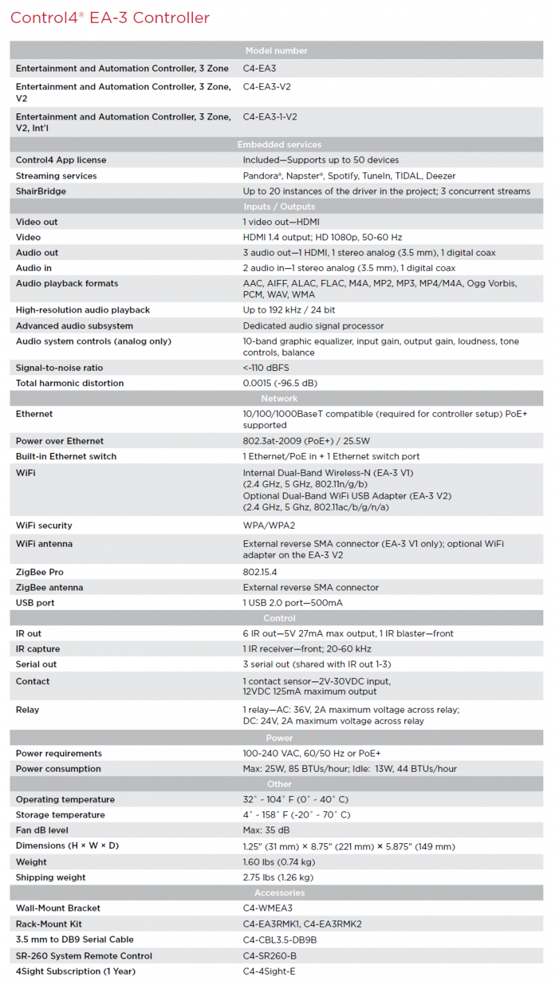 Control4 EA-3 Entertainment and Automation Controller V2 – c4smart solution